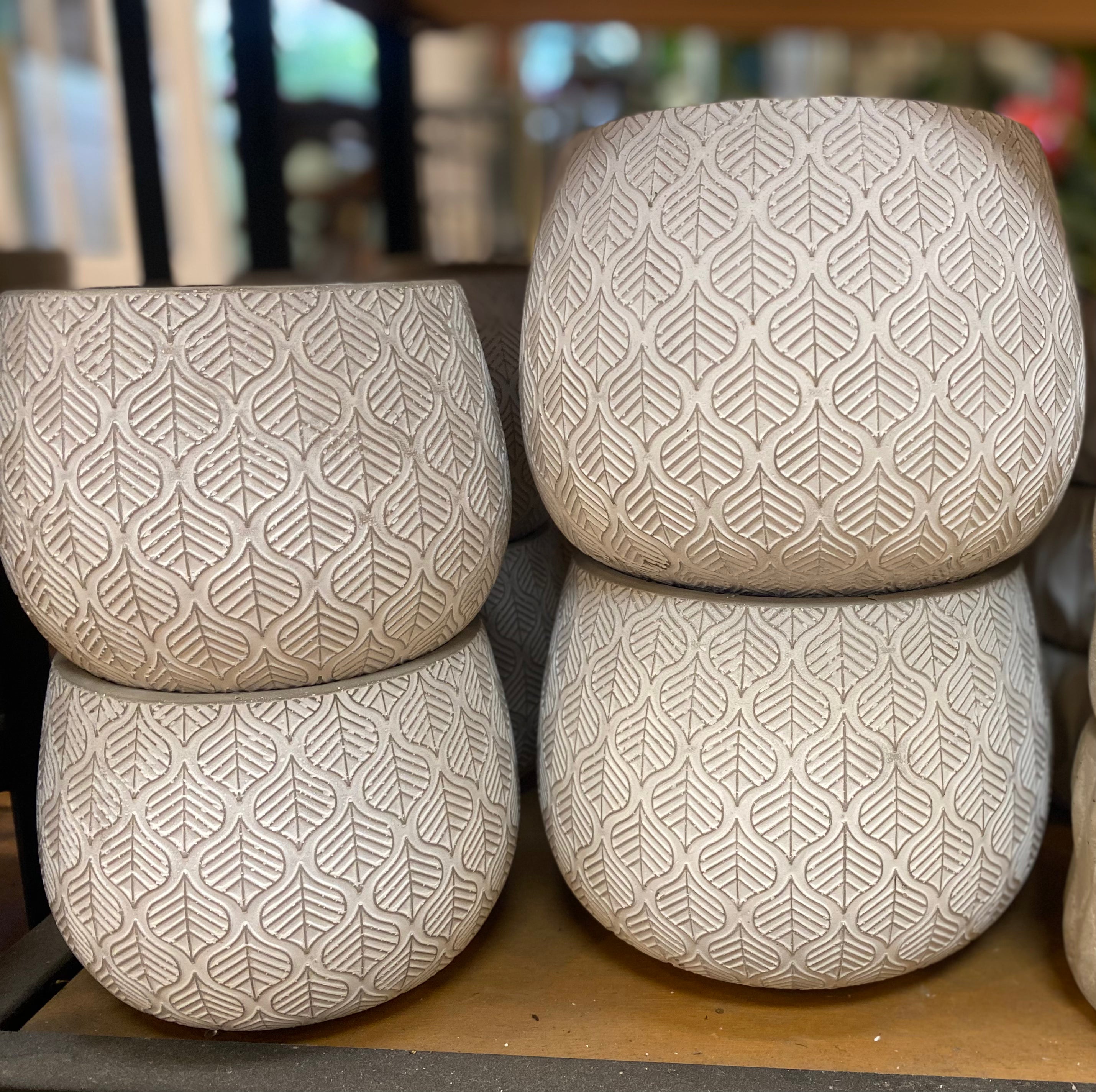 Embossed Leaf Pattern Planters – True Blue Nursery